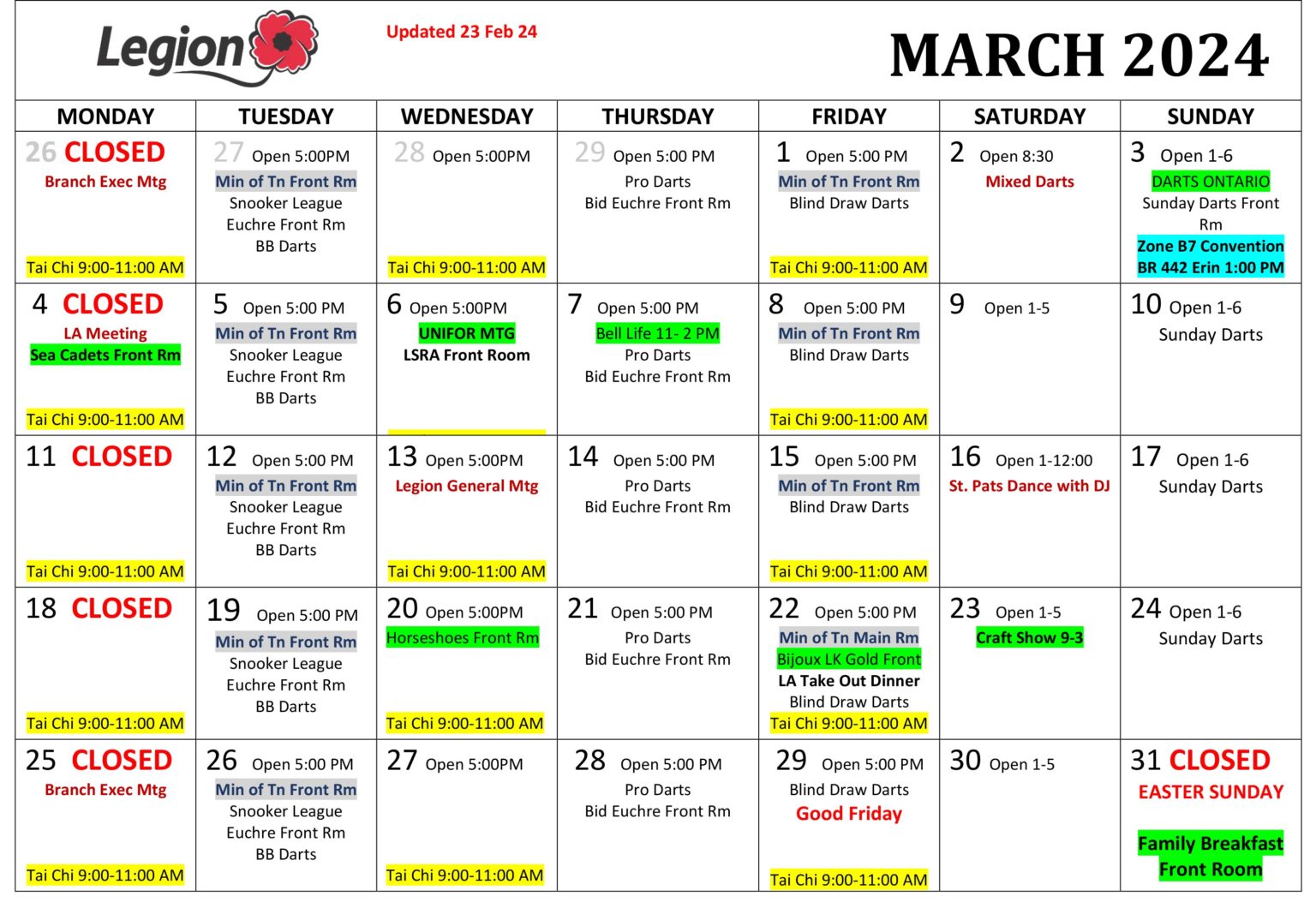 Events – Royal Canadian Legion Branch 15